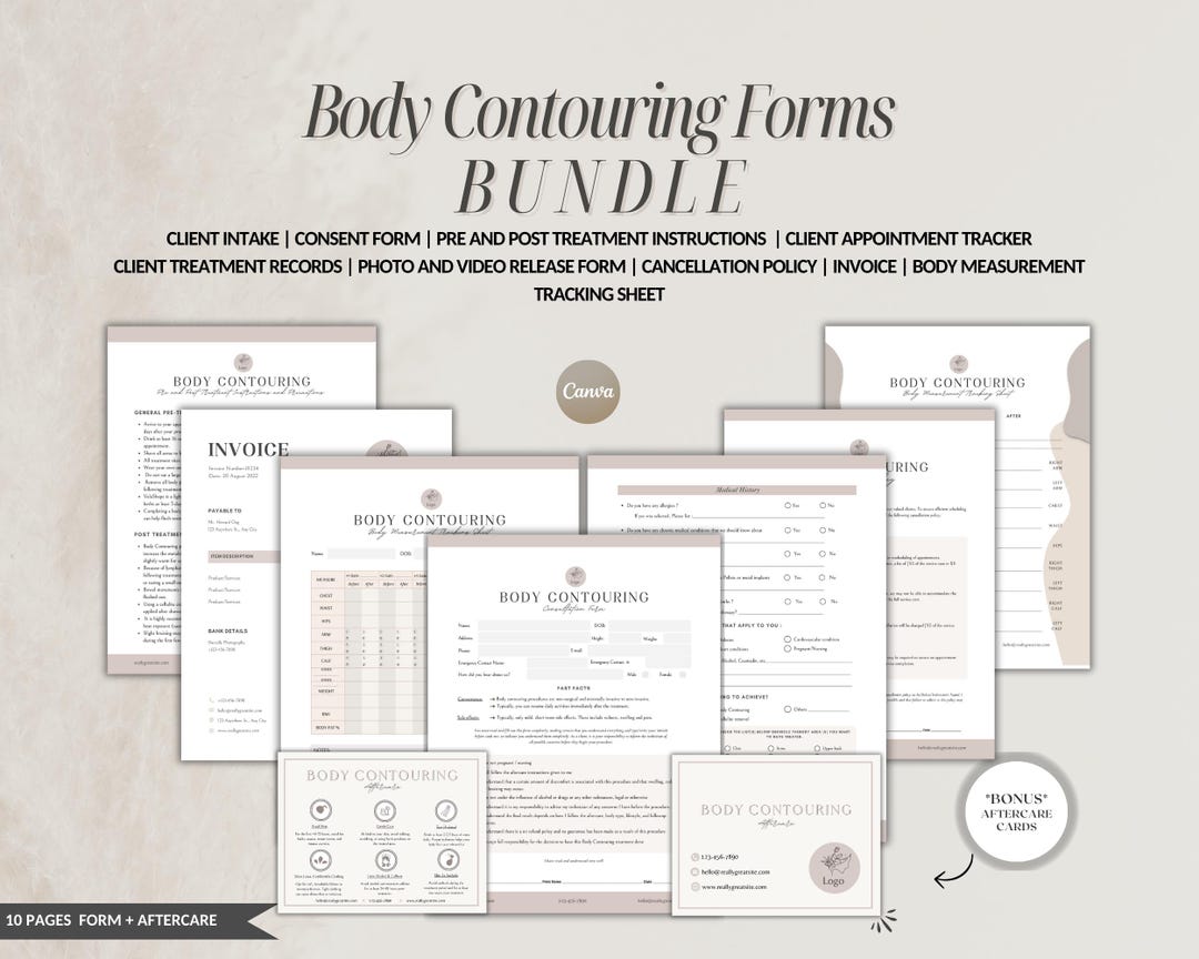 Body Contouring Forms Bundle, Medspa Consultation Template (digital ...
