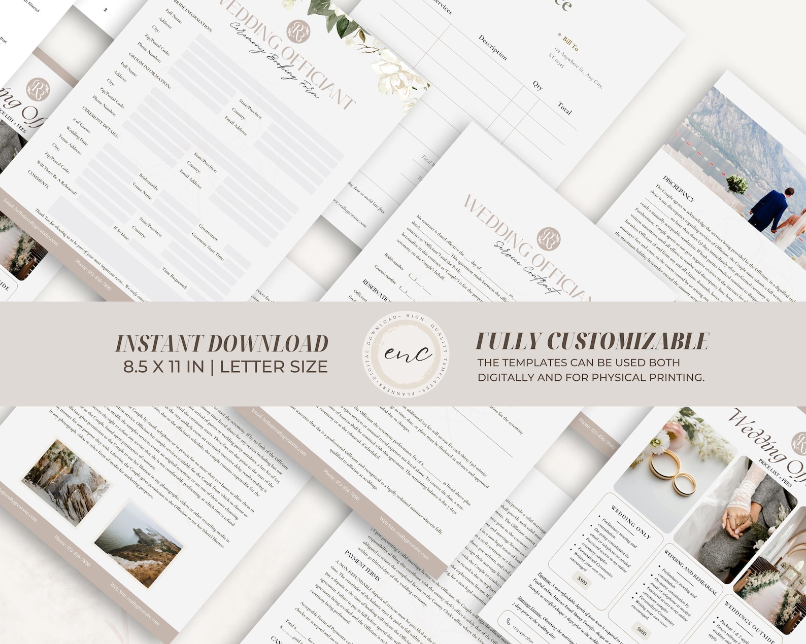 Wedding Officiant Client Intake Form, Editable Service Contract (canva ...