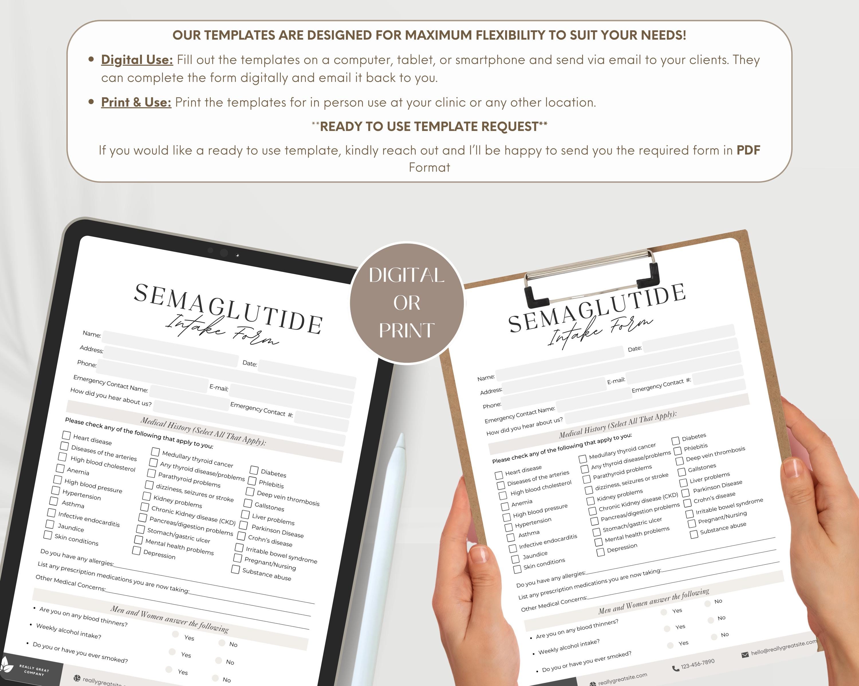 Semaglutide Consultation Forms,editable Semaglutide Intake Forms ...