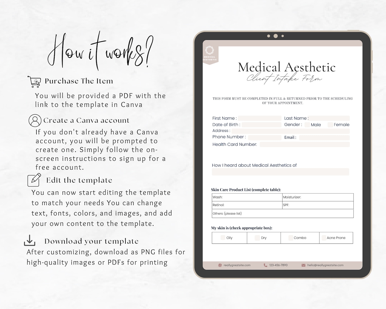 Medical Aesthetic Client Intake Form,client Intake Form,medical Intake ...