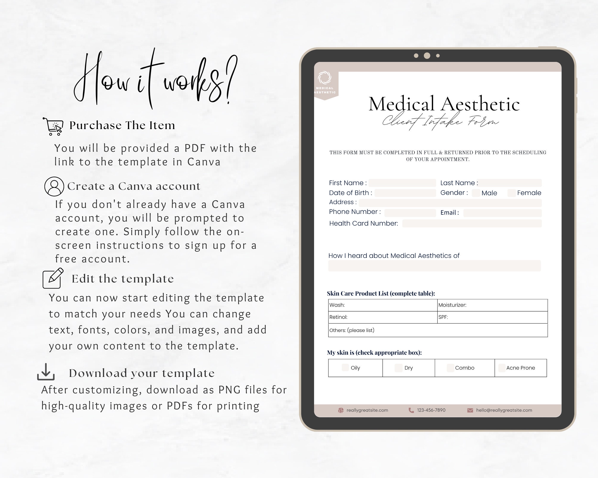 Medical Aesthetic Client Intake Form,client Intake Form,medical Intake ...