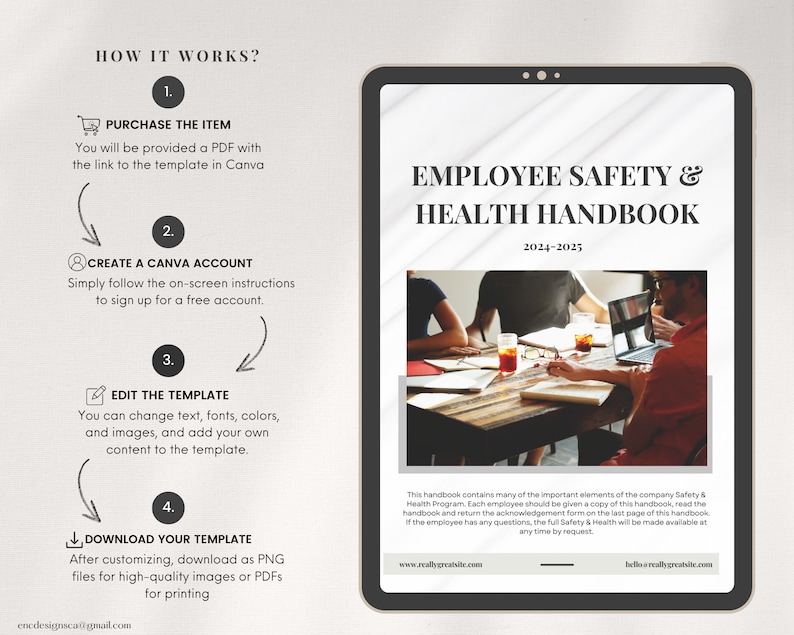Employee Safety Handbook Template for Workplace Health Policies and ...
