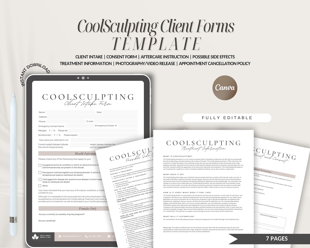 Coolsculpting Consultation Forms,editable Coolsculpting Consent Forms ...