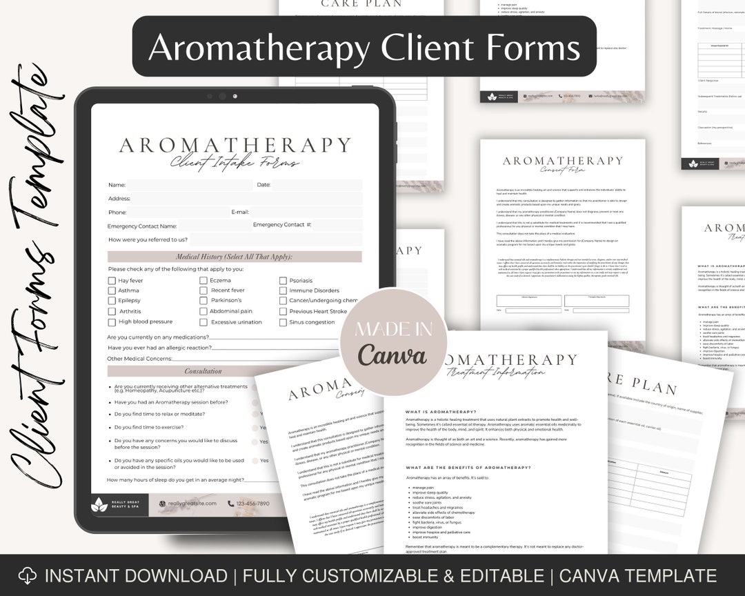Aromatherapy Consultation and Consent Form,aromatherapy Intake ...
