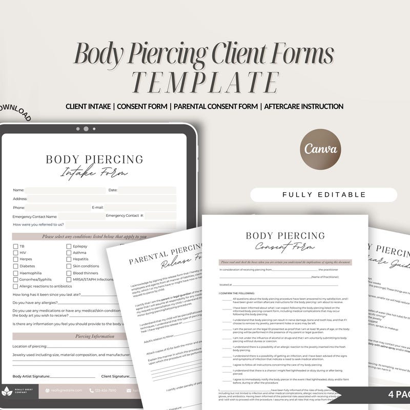 Piercings Consent Forms - Etsy