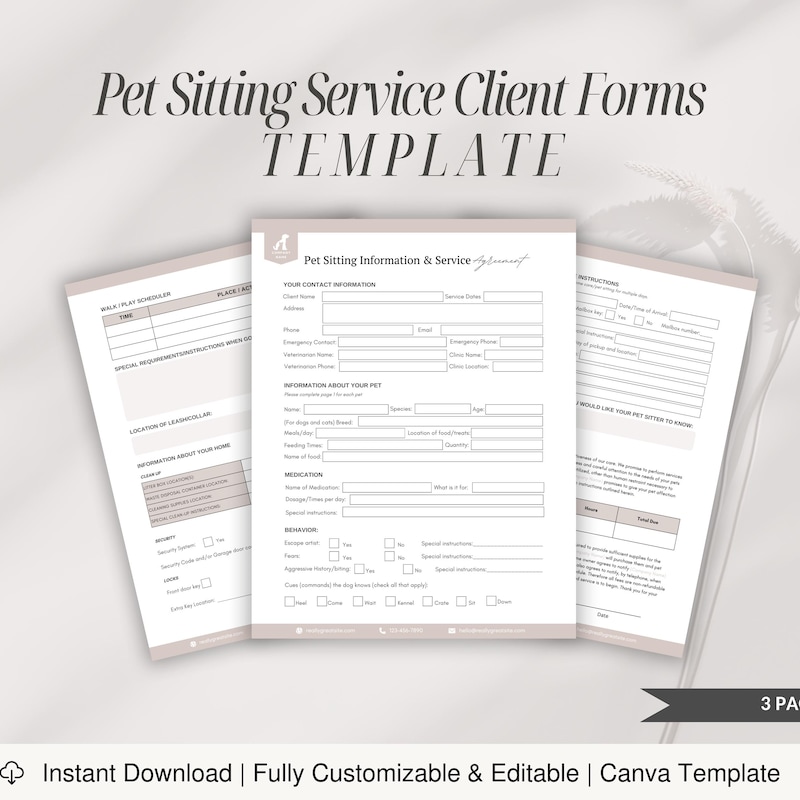 Pet Sitting Form - Etsy