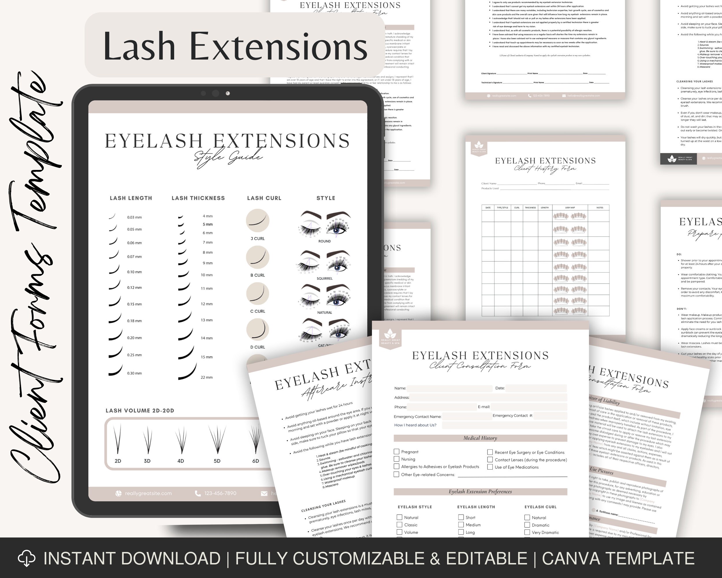 Editable Lash Forms Bundle,eyelash Extension Forms,lash Tech ...