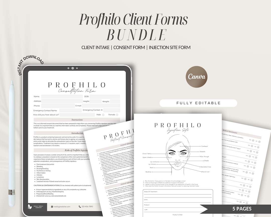 Profhilo Forms Bundle: Medspa Client Intake, Consent, Injection Site ...