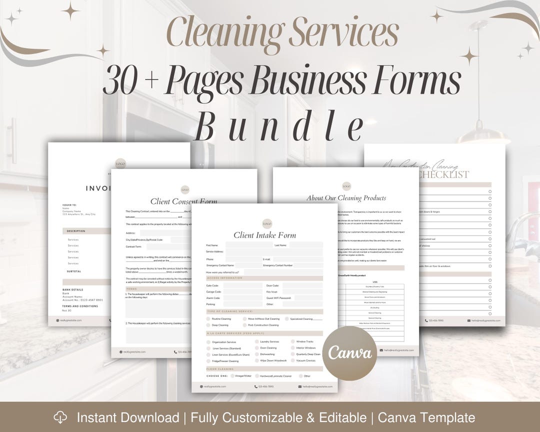 Cleaning Services Business Forms Bundle,editable Cleaning Forms ...