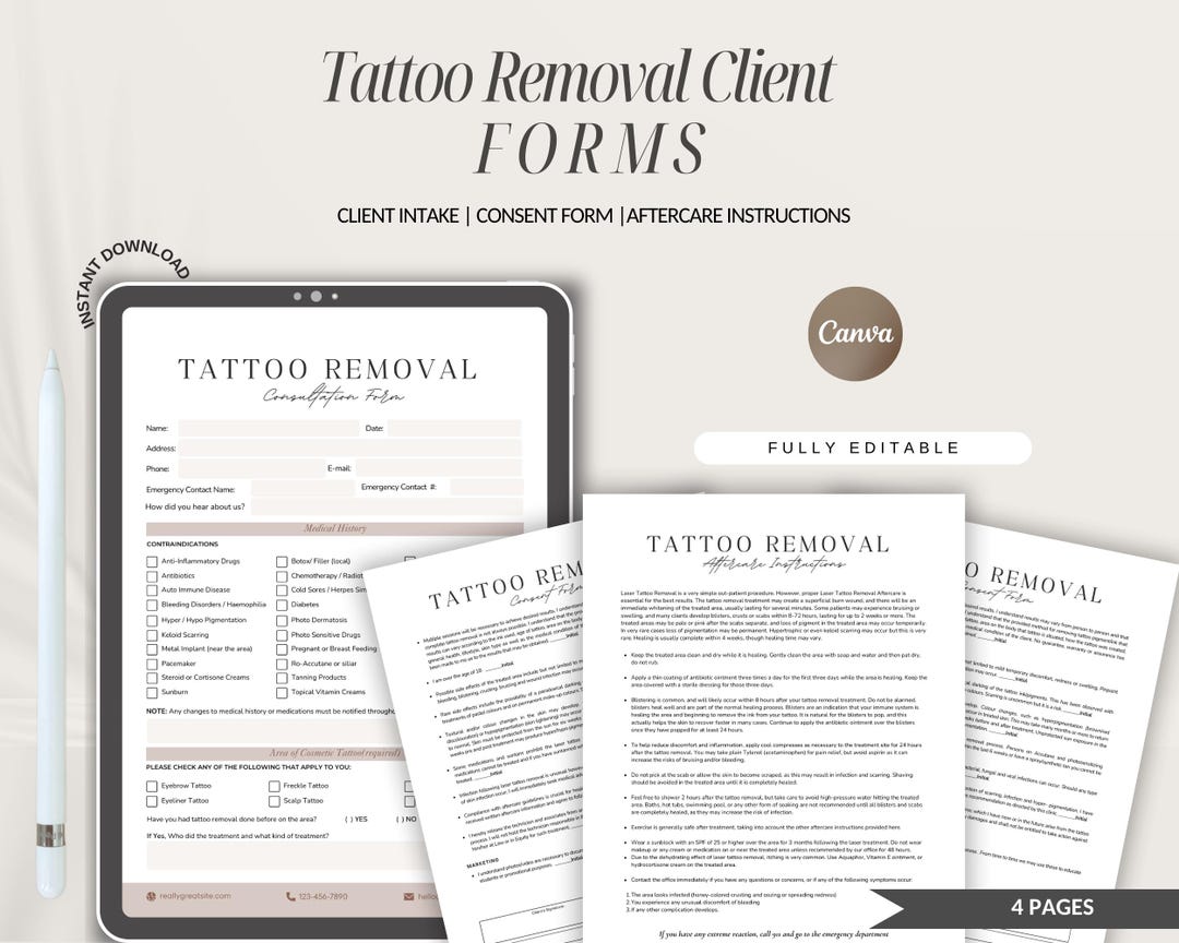 Tattoo Removal Consultation Forms,tattoo Removal Intake Form,tattoo ...