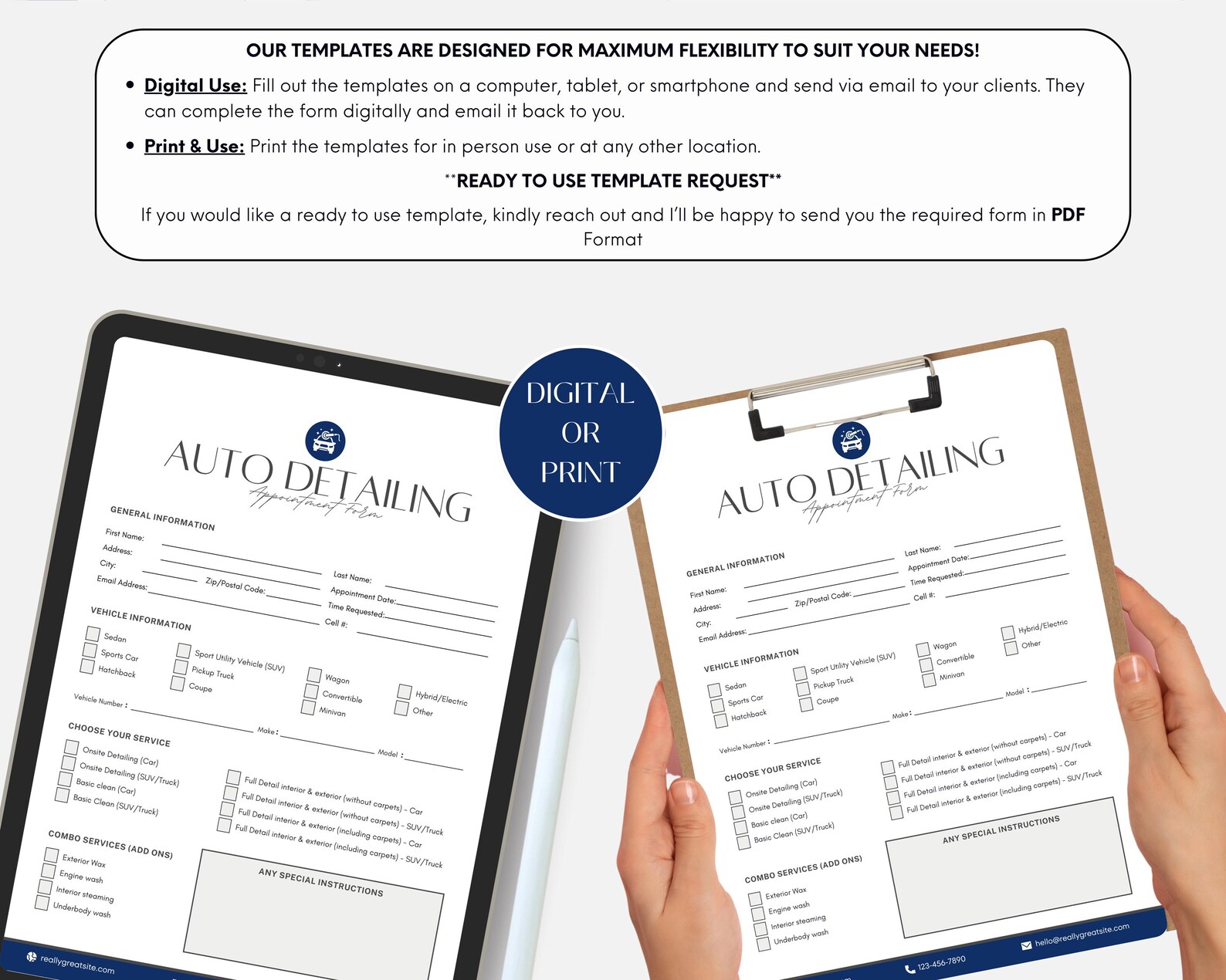 Auto Detailing Forms Bundle,editable Auto Detailing Service Agreement ...