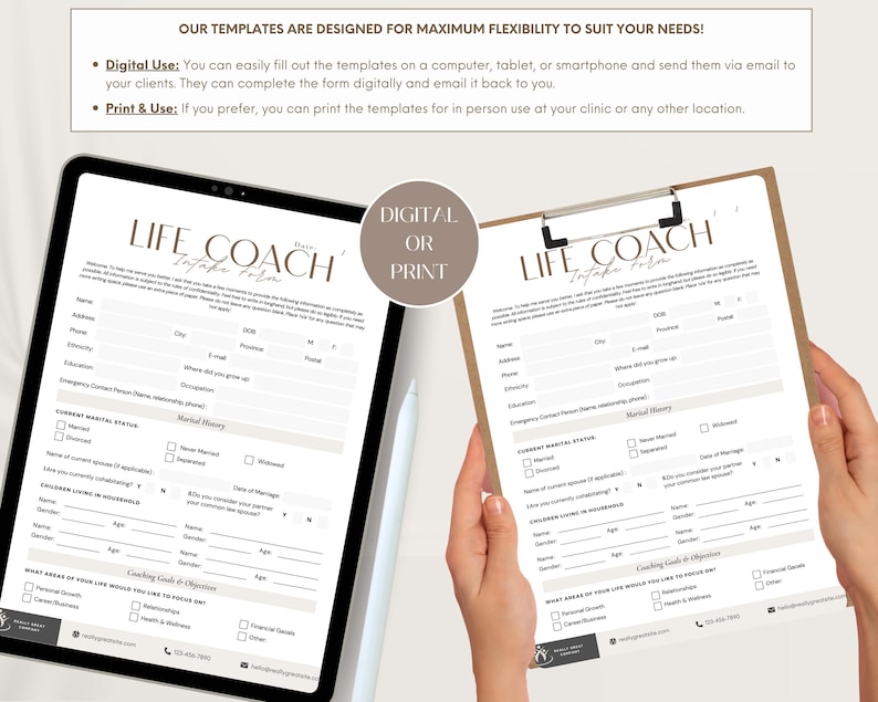 Life Coach Intake Forms,life Coach Consent Form,editable Life Coach ...
