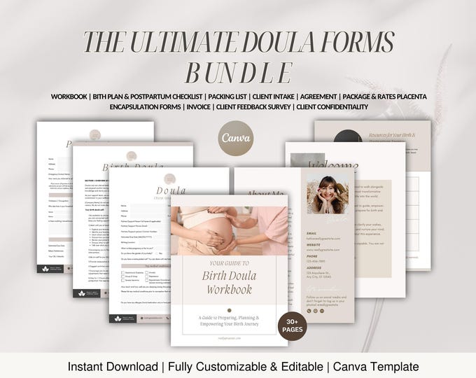 Doula Handout Bundle, Editable Birth Doula Client Handouts, Doula ...