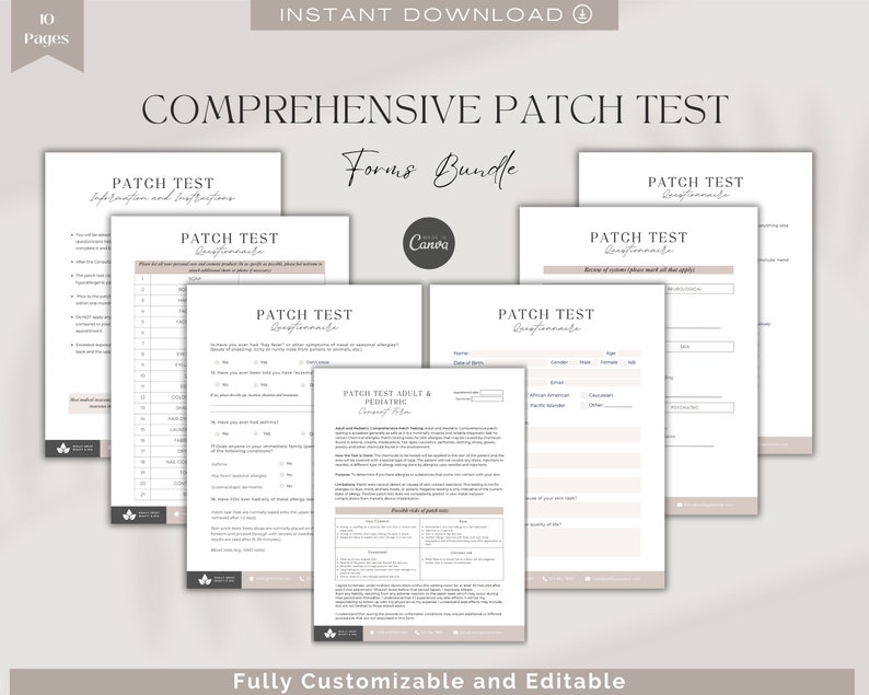 Editable Patch Test Consent Waiver Form Template for Beauty Salon ...