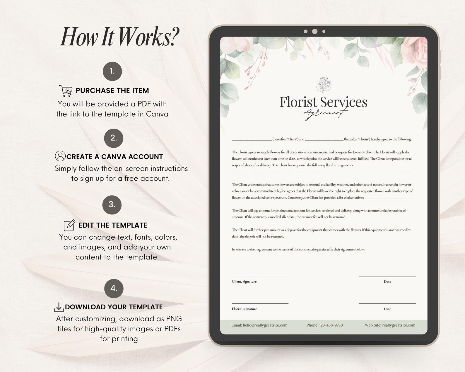 Florist Wedding Form Bundle | Client Intake, Agreement (canva Template ...