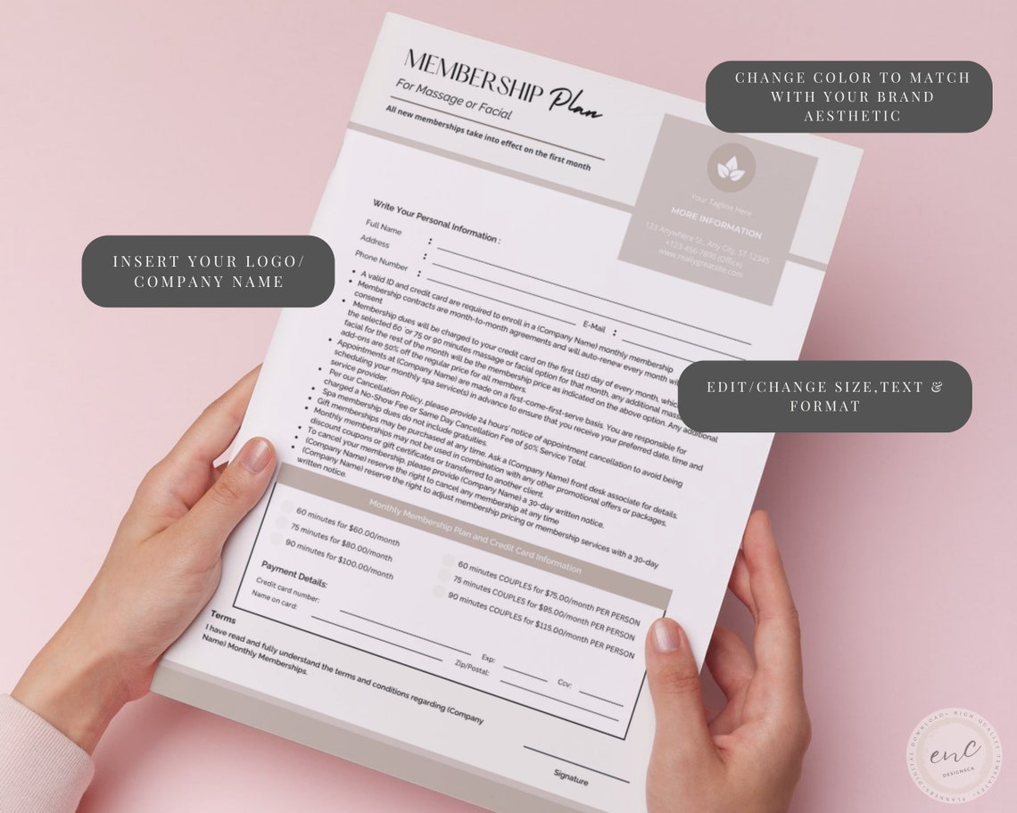 Editable Spa Membership Template, Membership Plan for Massage, Pre-made ...