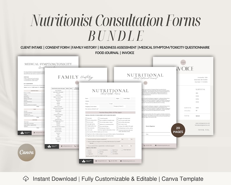 Nutritionist Consultation Forms,nutritionist Client Intake Form,health ...