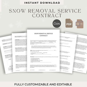 Editable Printable Snow Removal Service Contract With Snow Plowing ...