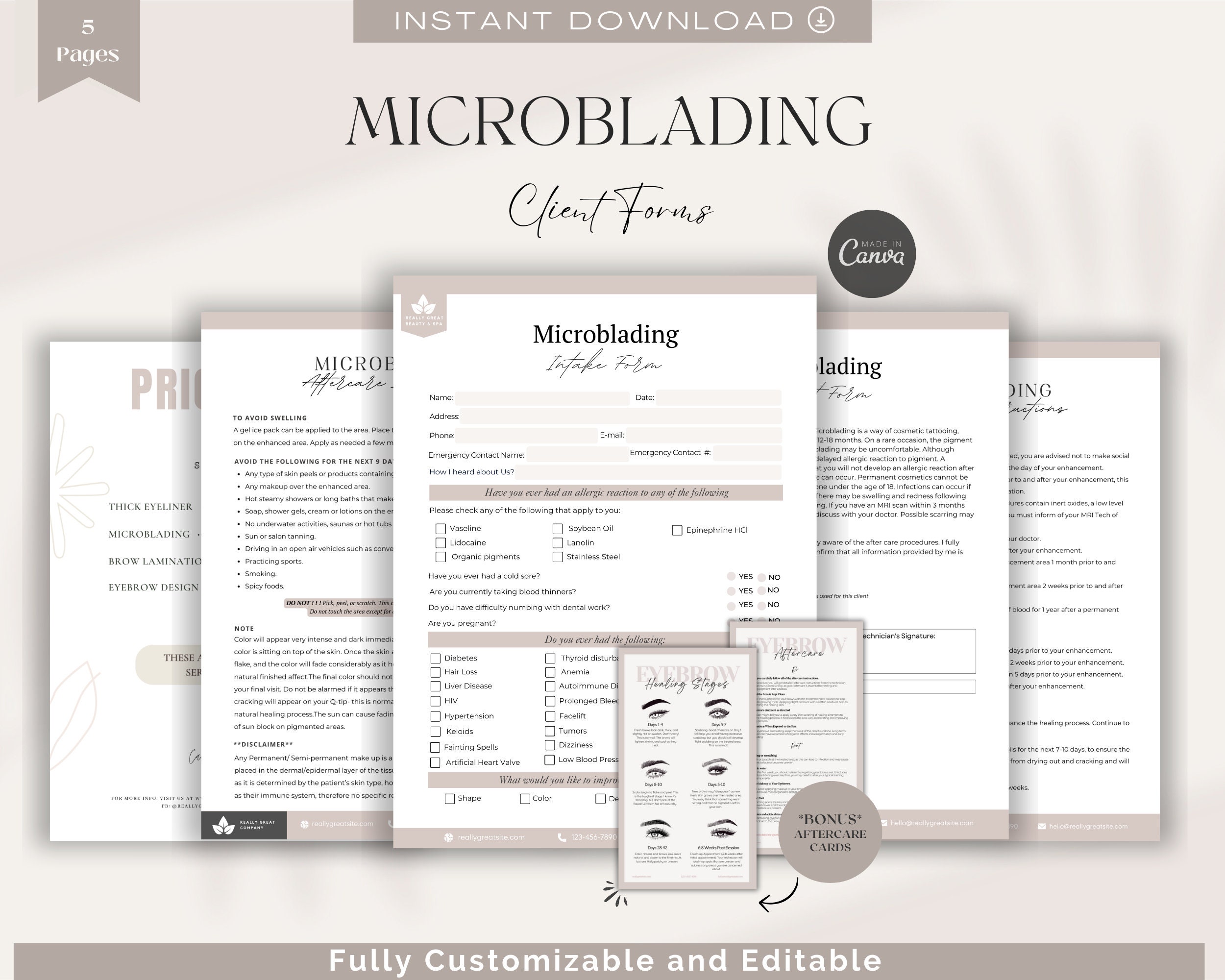 Microblading Client Forms: Intake & Consent (CANVA Template) - Etsy