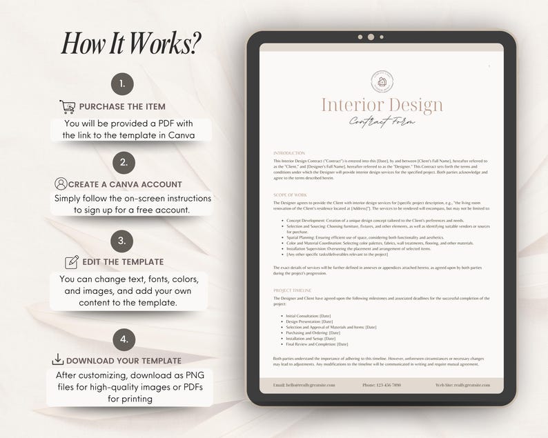 Interior Design Forms Packet Template, Client Intake, Contract (canva ...