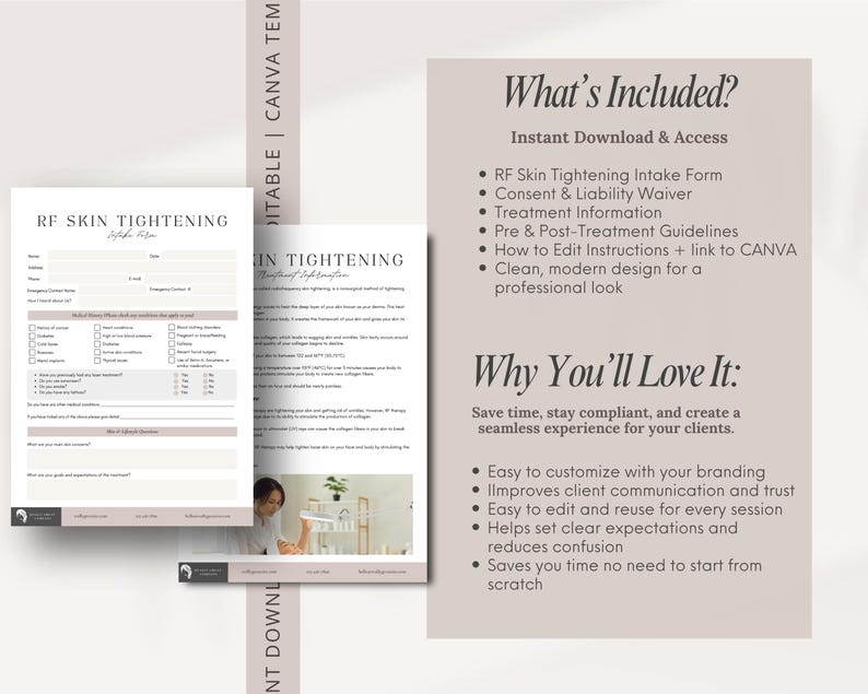 RF Skin Tightening Consent Forms: Esthetician Client Intake (canva ...