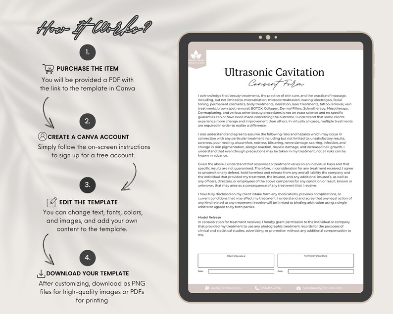 Ultrasonic Cavitation Client Forms Template, Esthetician Med Spa ...