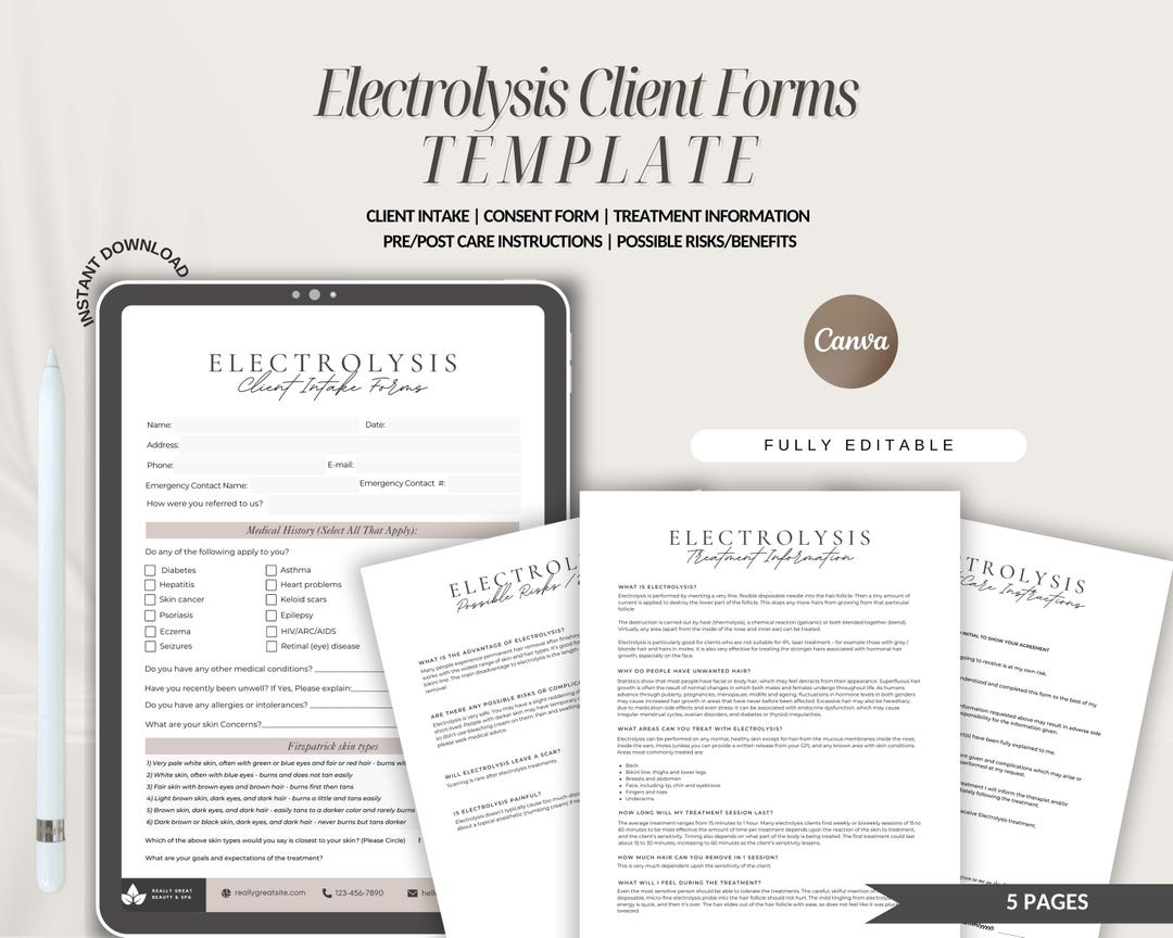 Electrolysis Consultation and Consent Form,editable Electrolysis Form ...