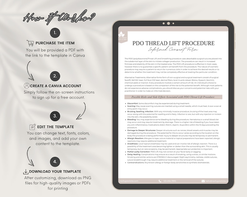 PDO Thread Lift Client Forms and Aftercare Instructions for Medspa - Etsy