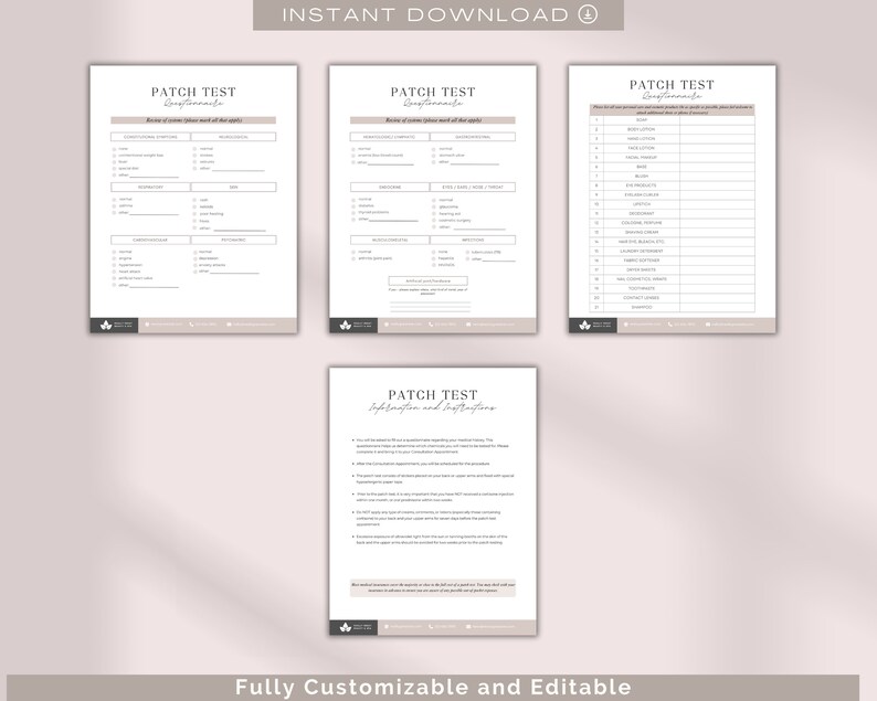 Editable Patch Test Consent Waiver Form Template for Beauty Salon ...