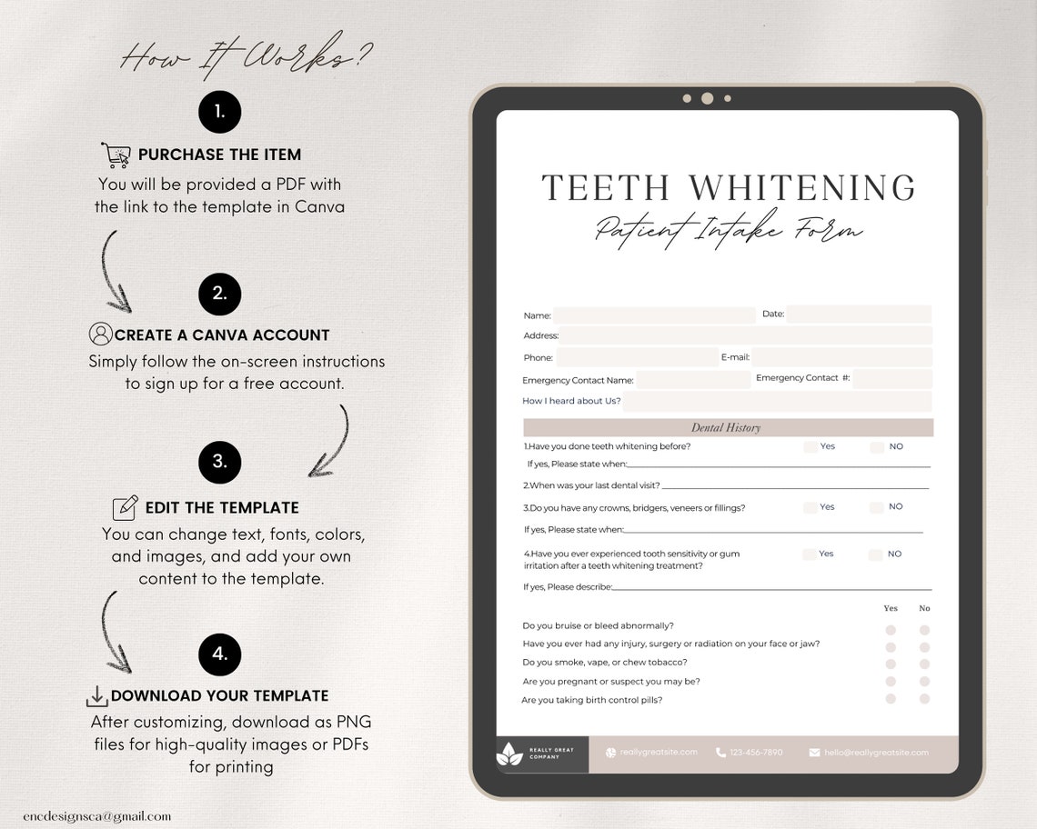 Teeth Whitening Forms Bundle,teeth Whitening Business Forms Template ...