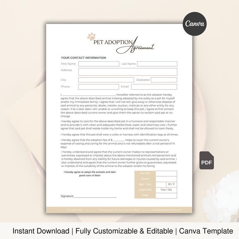 Dog Adoption Agreement Form - Etsy