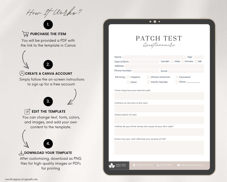 Editable Patch Test Consent Waiver Form Template for Beauty Salon ...