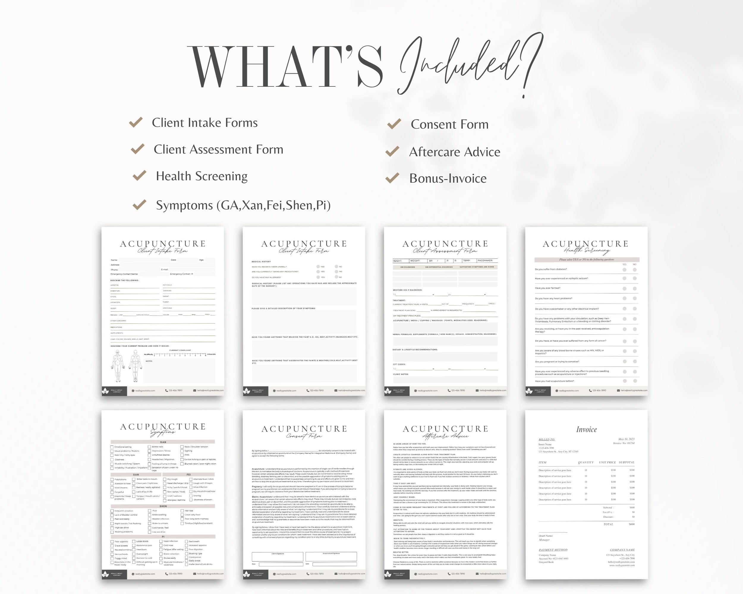 Acupuncture Consultation Form Template Bundle,editable Acupuncture ...