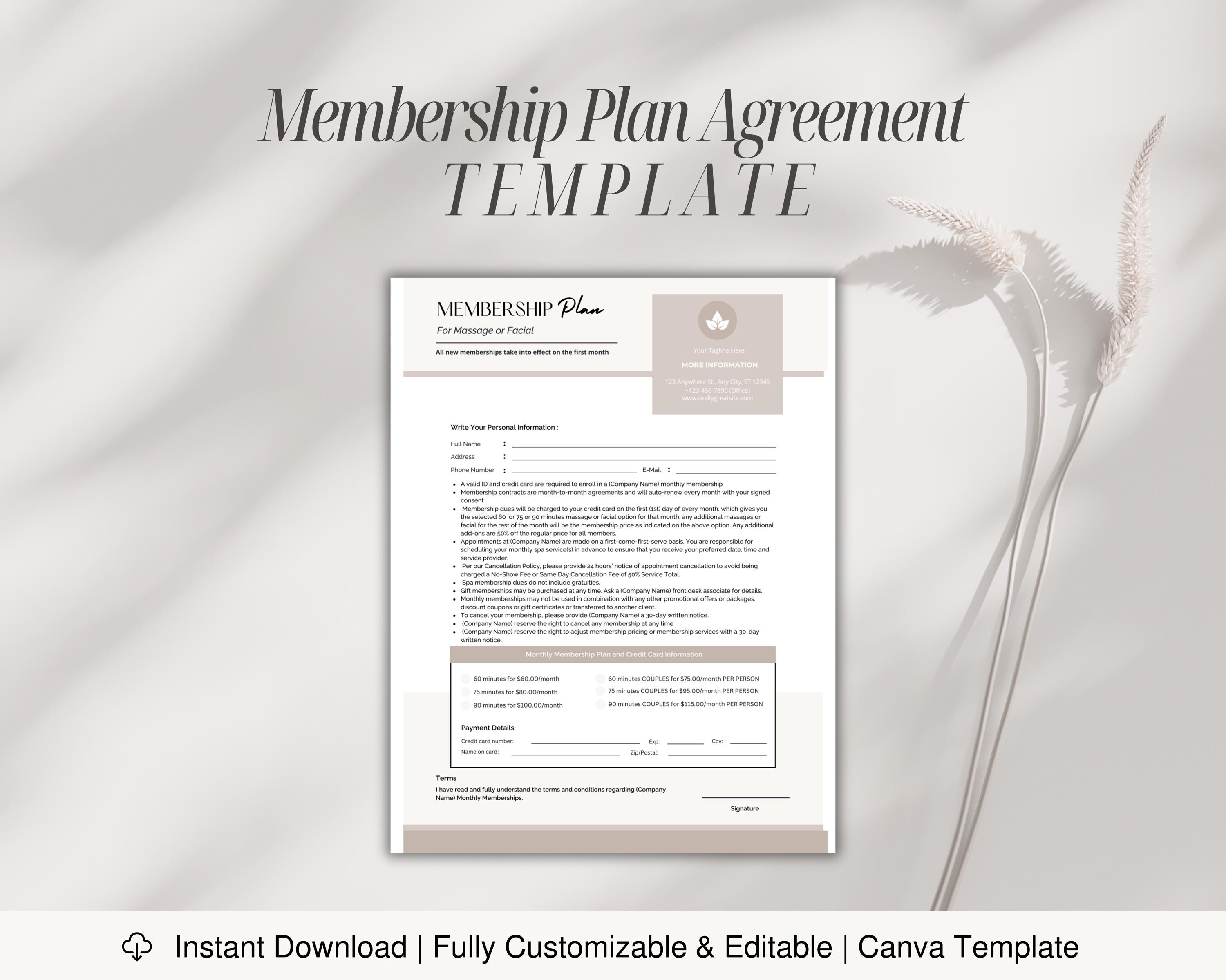 Editable Spa Membership Template, Massage, Facial (canva) - Etsy