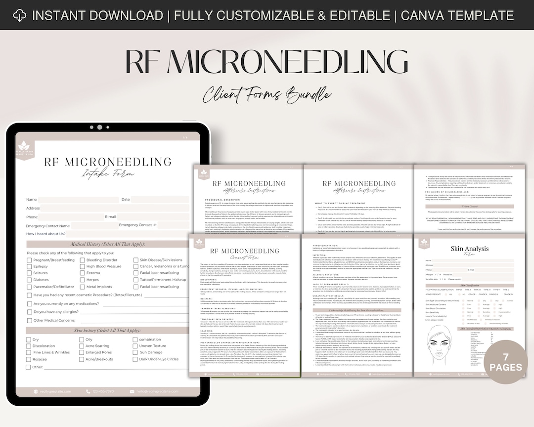 Editable RF Microneedling Consent Form,rf Microneedling Client Template ...