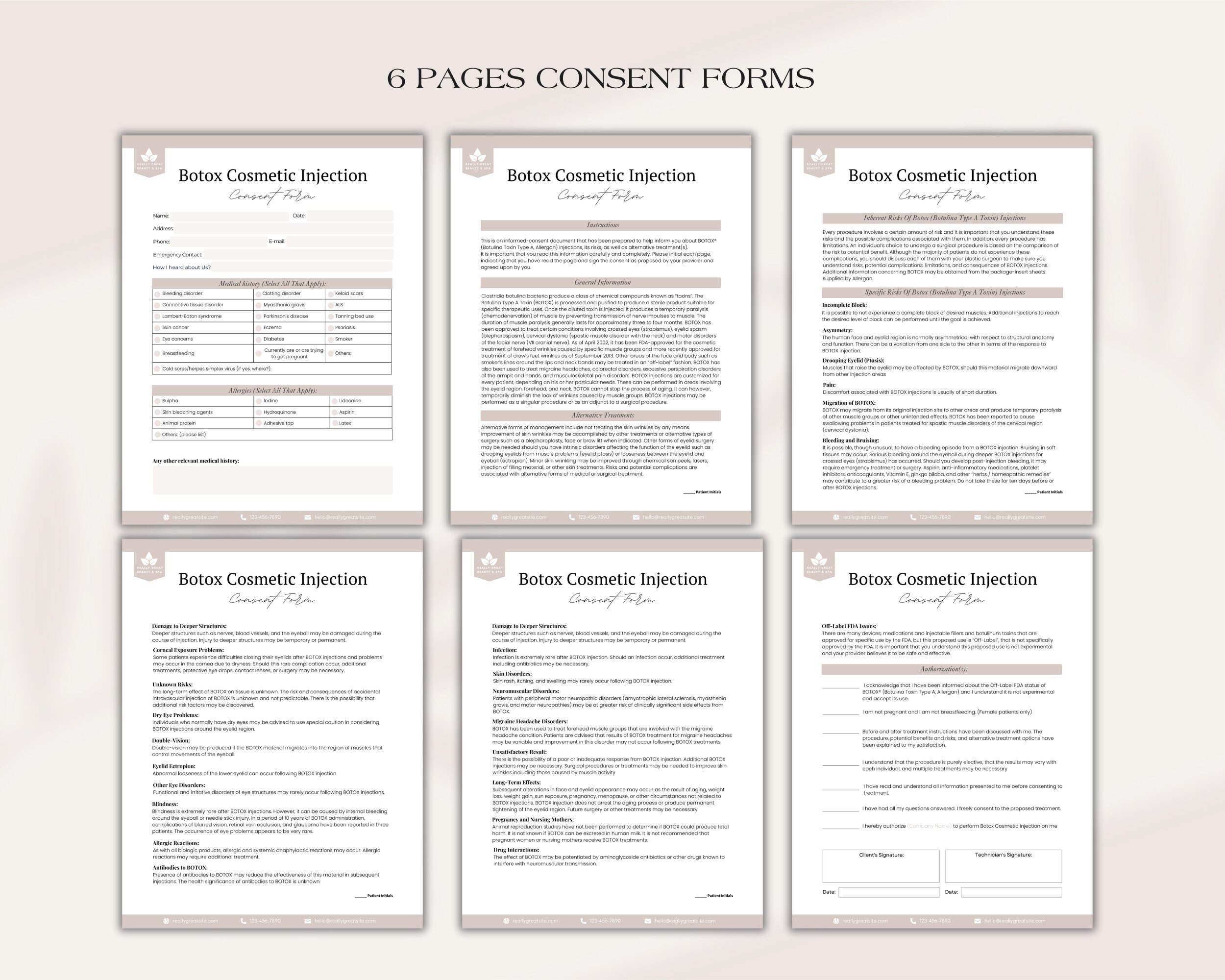 Botox Consultation Form,botox Treatment Consent Form, Aesthetic Nurse ...