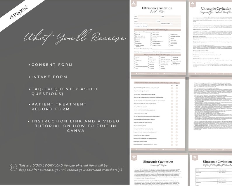 Ultrasonic Cavitation Client Forms Template, Esthetician Med Spa ...
