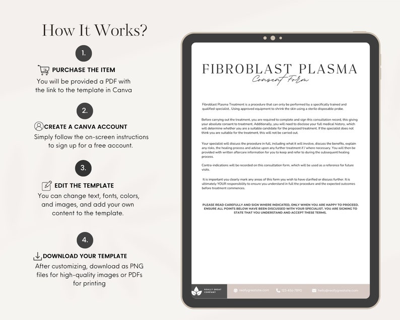 Fibroblast Plasma Treatment Forms Template, Esthetician Client Forms ...