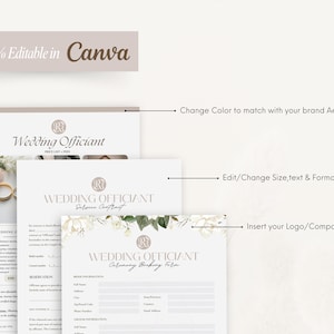 Wedding Officiant Client Intake Form, Editable Service Contract (canva ...