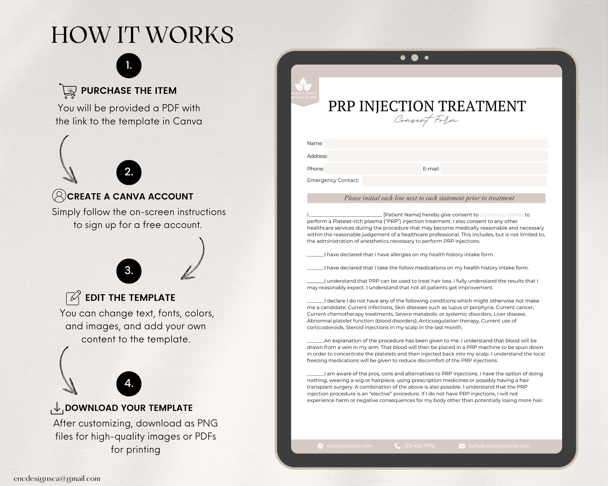 PRP Platelet Rich Plasma Consent, Treatment, and Consultation Forms ...