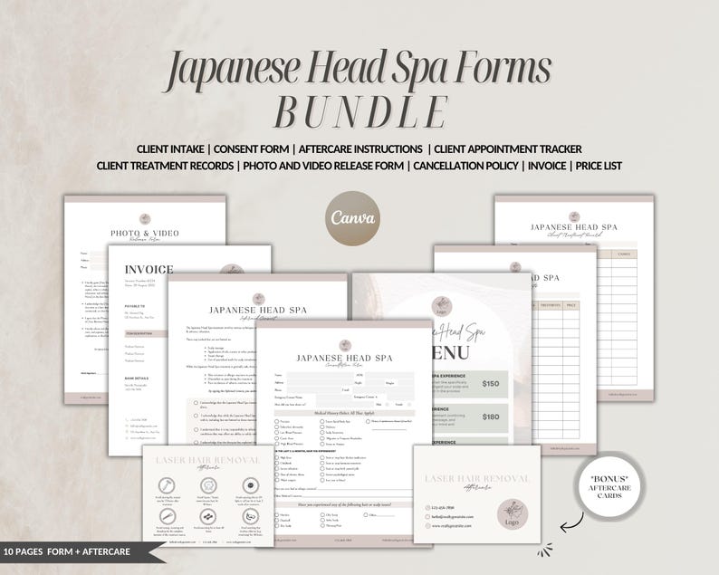 Editable Japanese Head Spa Forms Bundle (digital Download) - Etsy