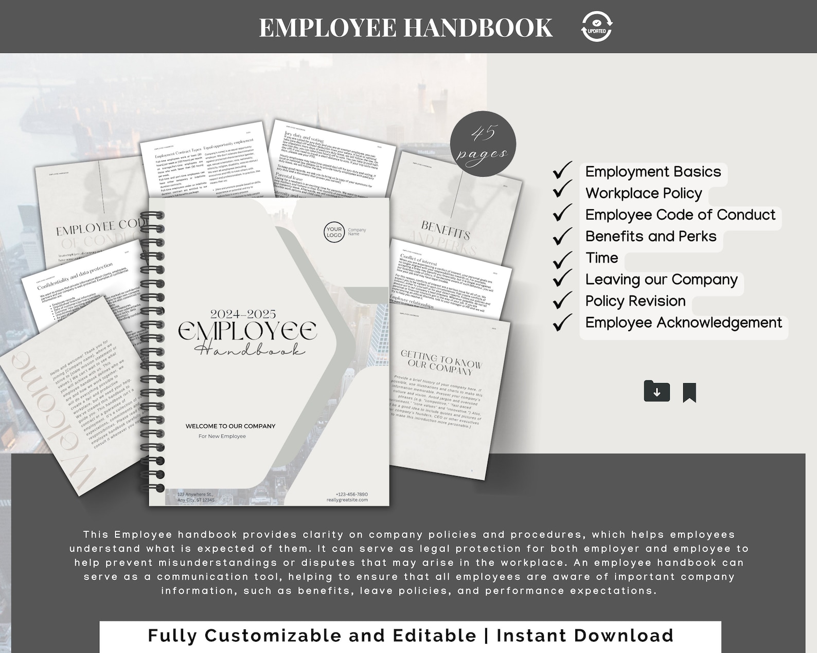 Employee Handbook Template,comprehensive Employee Handbook for ...