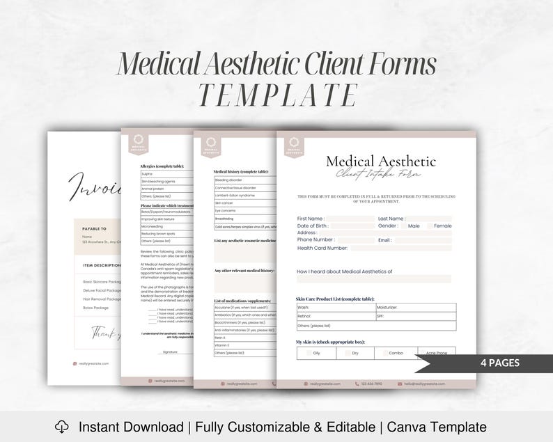 Medical Aesthetic Client Intake Form,client Intake Form,medical Intake ...