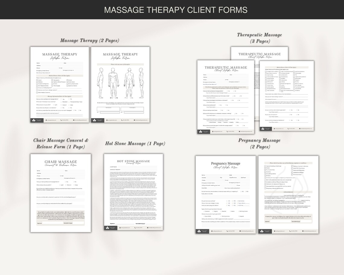 Massage Therapist Forms,editable Massage Therapist Forms Bundle,massage ...