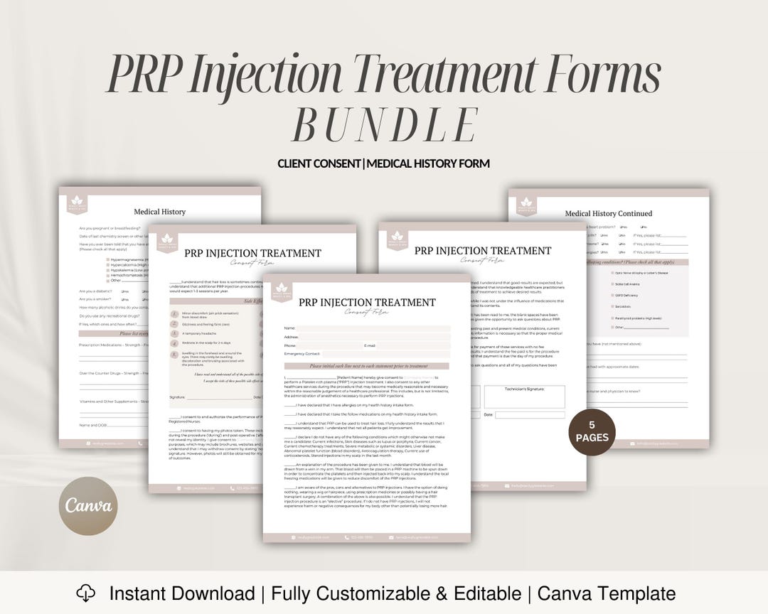 PRP Platelet Rich Plasma Consent, Treatment, and Consultation Forms ...