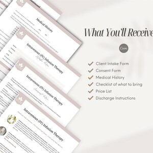 IV Hydration Therapy Forms Bundle: Client Consultation CANVA Template ...