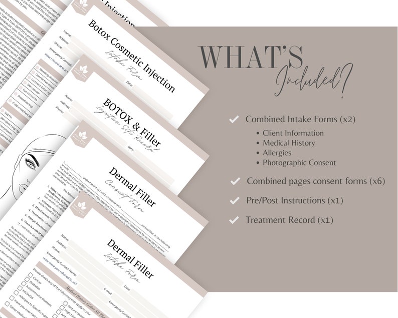 Editable Botox and Dermal Filler Forms, Medspa Templates (canva ...
