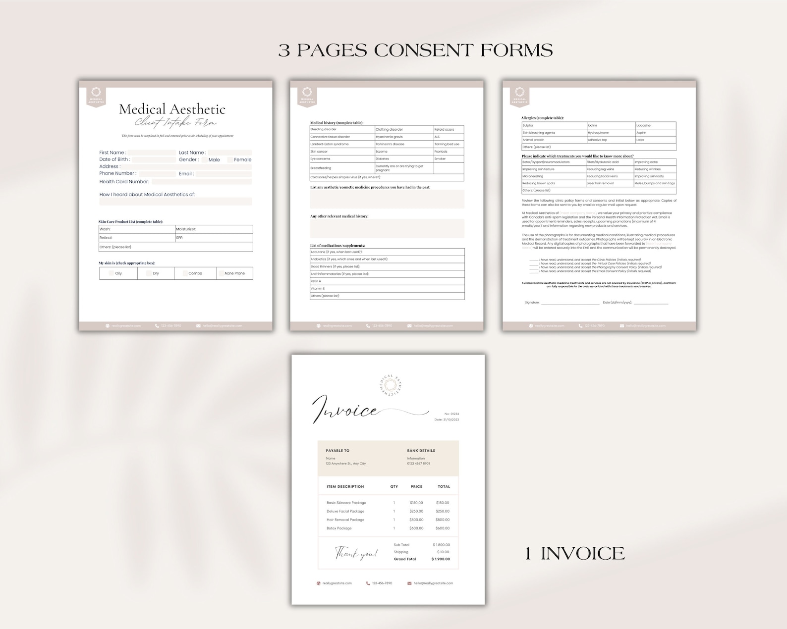 Medical Aesthetic Client Intake Form,client Intake Form,medical Intake ...