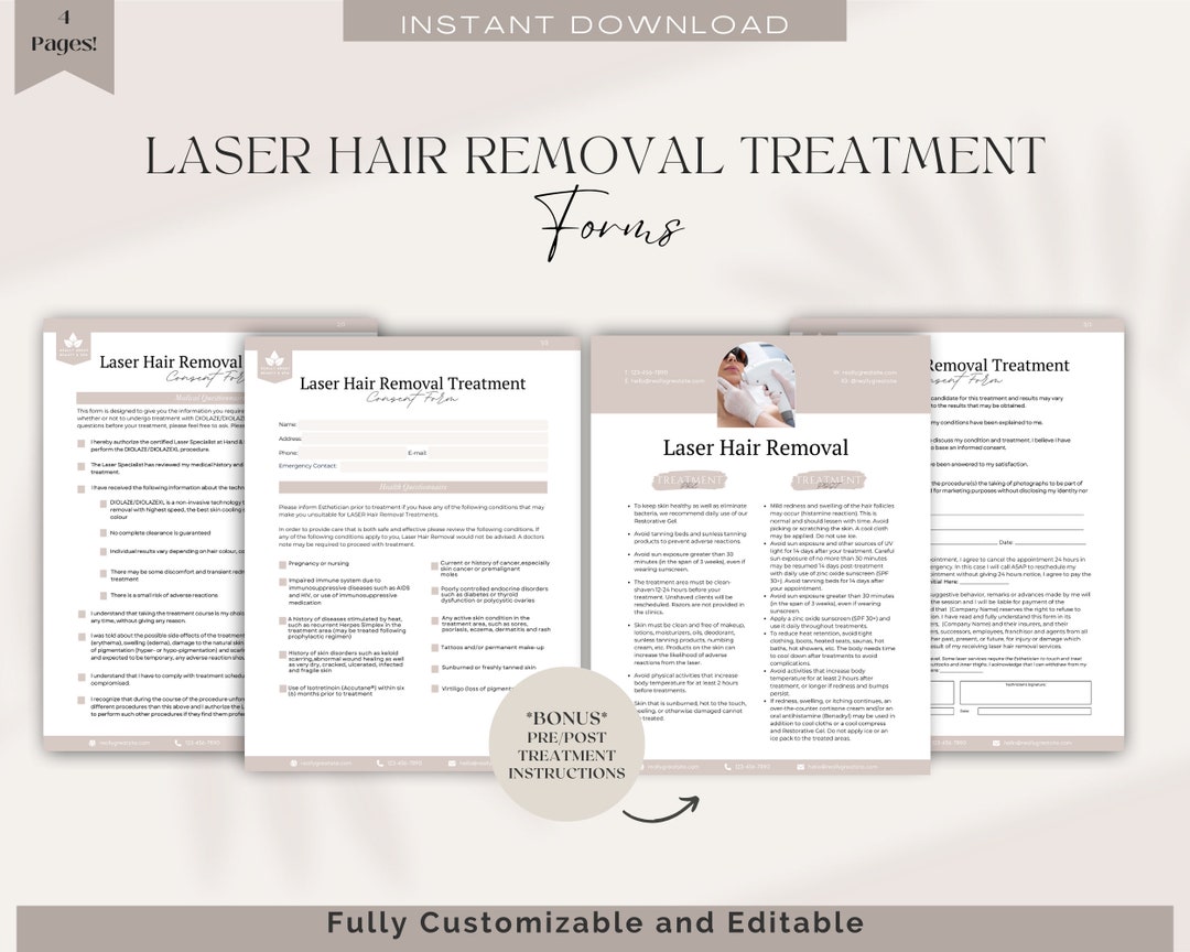 Laser Hair Removal Consent Forms,laser Aftercare,laser Hair Reduction ...