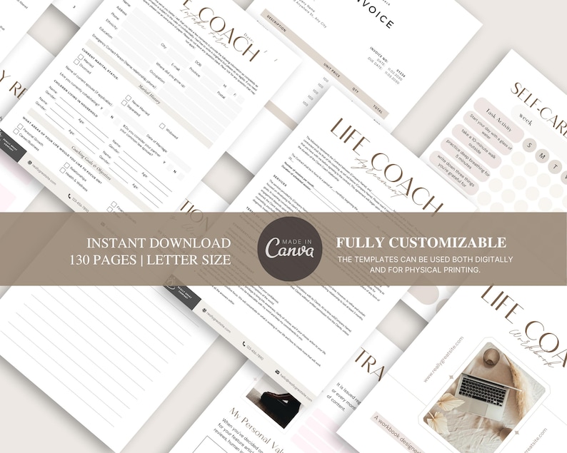 Life Coaching Forms Bundle, 100+ Essential Worksheets (canva Template ...